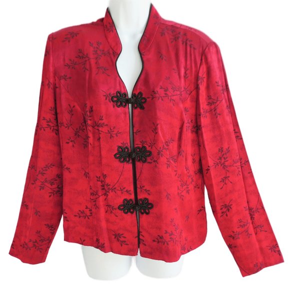 R & M Richards | Jackets & Coats | Vintage Asian Inspired Red Satin ...